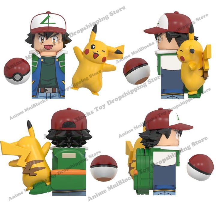 WM Blocks Pokemon Ash Ketchum Poké Ball Anime Bricks Pikachu Building ...