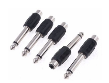 5pcs *Female RCA to Male PL Mono Plug 6.35mm 1/4in Connector Adaptor ...