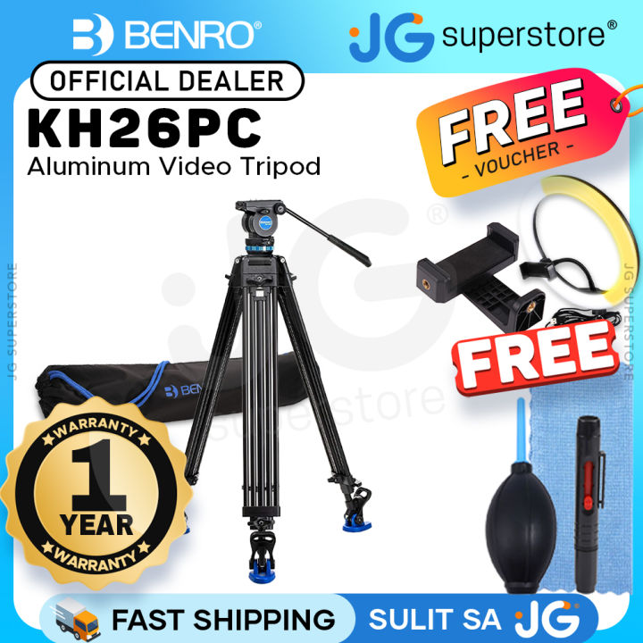 Benro KH25PC / KH26PC 61.6" / 72.6" Aluminum Video Tripod Kit with ...
