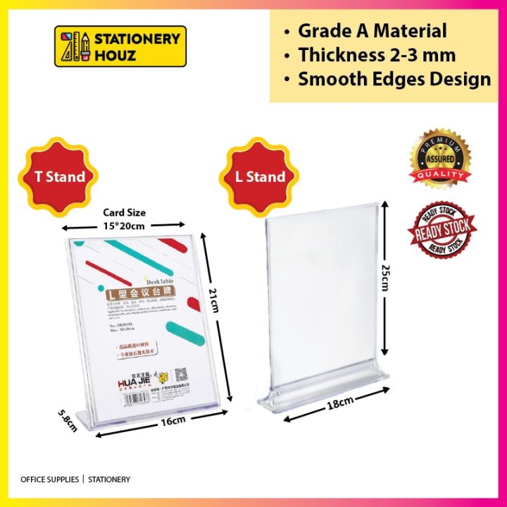 Acrylic Stand L-Shape A4 A5 / T-Shape B5 A4 / Displays Display Stand ...
