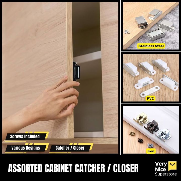 (1SET) Cabinet Door Catcher / Closer in Stainless Steel, PVC, Iron ...