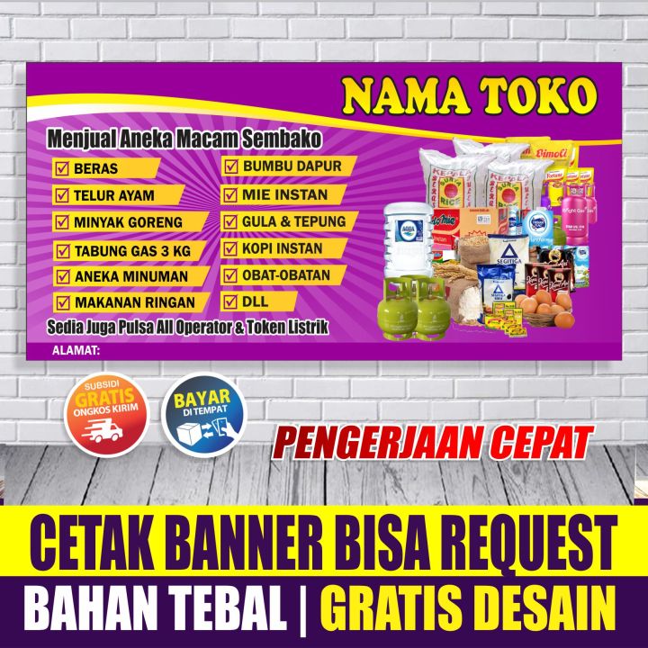 CETAK SPANDUK warung SEMBAKO / SEPANDUK DAGANG / BANNER jualan / BANER ...