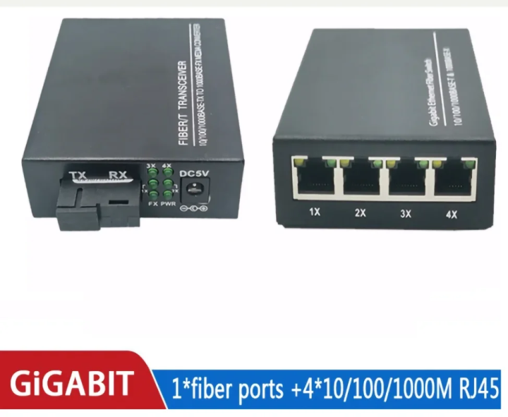 4ต่อ4 RJ45 1 SC Fast Ethernet Switch Converter Ethernet Fiber Optical ...