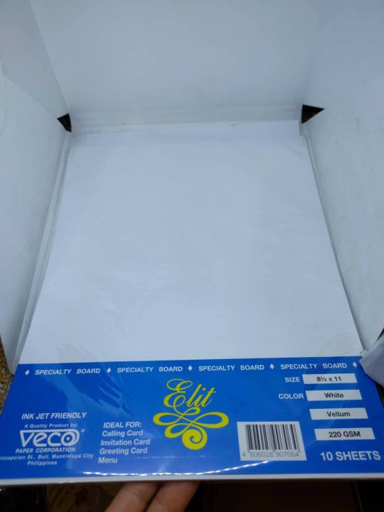 Veco Elit Vellum Paper Board 220gsm by 10 sheets Color White Short ...