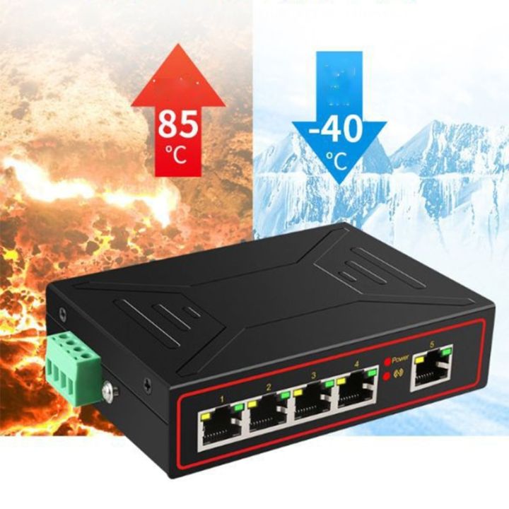 5-Port Industrial Lan Network Switch Loop Alarm Din Rail Type High And ...