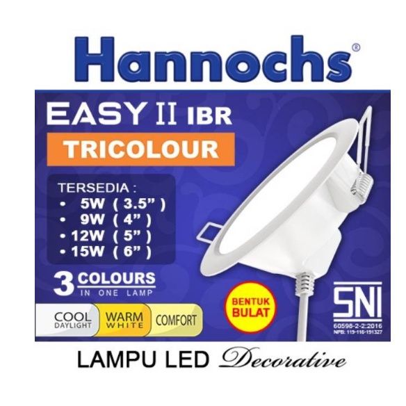 Hannochs Downlight LED EASY II III IBR IBS Tricolour 3w 5w 9w 12w 15w ...