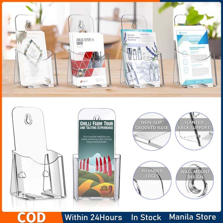 Clear Acrylic Brochure Holder A6 Flyer Magazine Pamphlet Standee ...