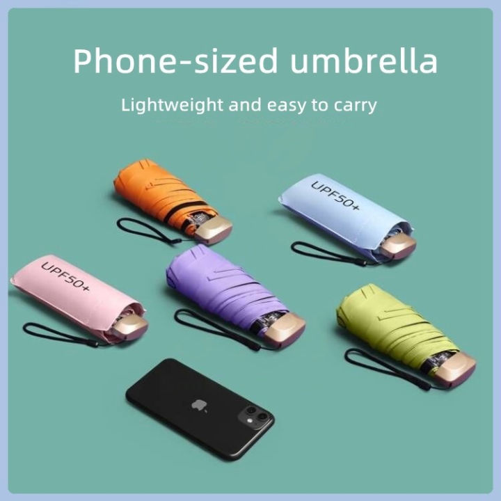 Small Foldable Flat Five Fold Pocket Umbrella Sunscreen Sun Umbrella ...