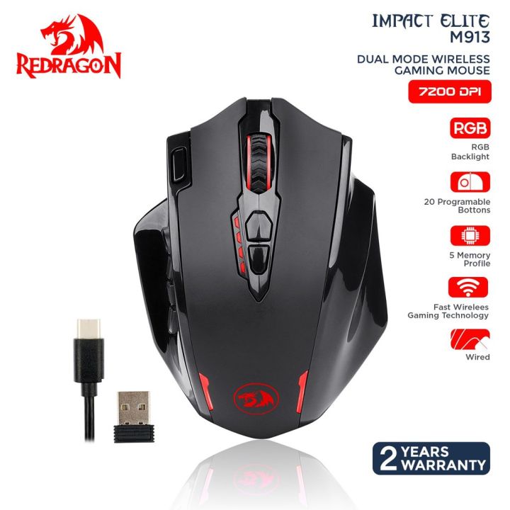 [100% ORI] Redragon IMPACT ELITE - M913 Dual Mode Gaming Mouse RGB ...