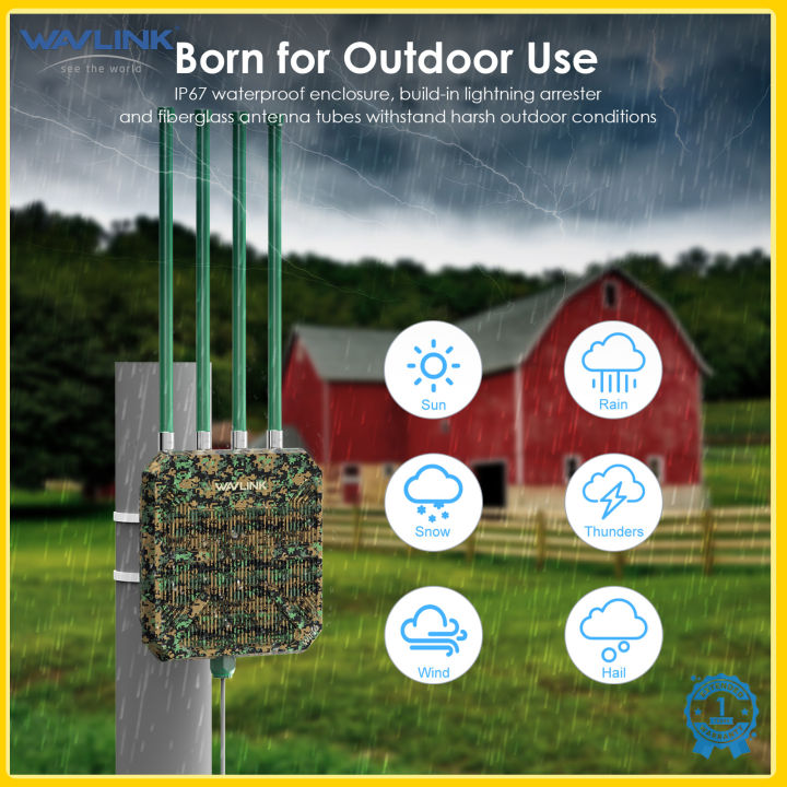 WAVLINK WiFi6 Outdoor Mesh Router/AP/Repeater, Dual Band 2.4G+5G AX1800 ...