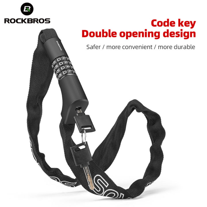ROCKBROS Bike Lock Durable Anti-theft Motorcycle Zinc Alloy Chain Lock ...