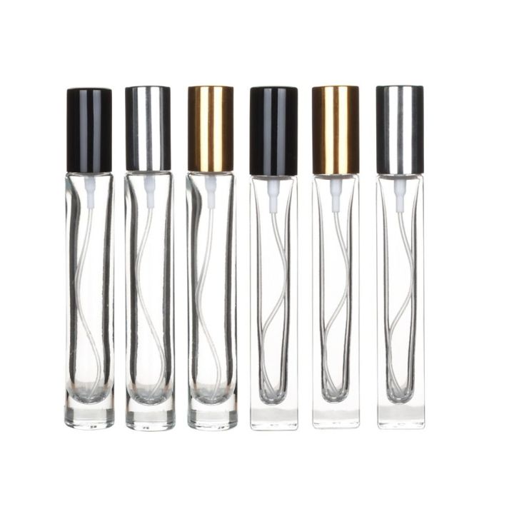 FHDFH Aluminum Cover Spray Perfume Bottle Glass Transparent Liquid Gold ...