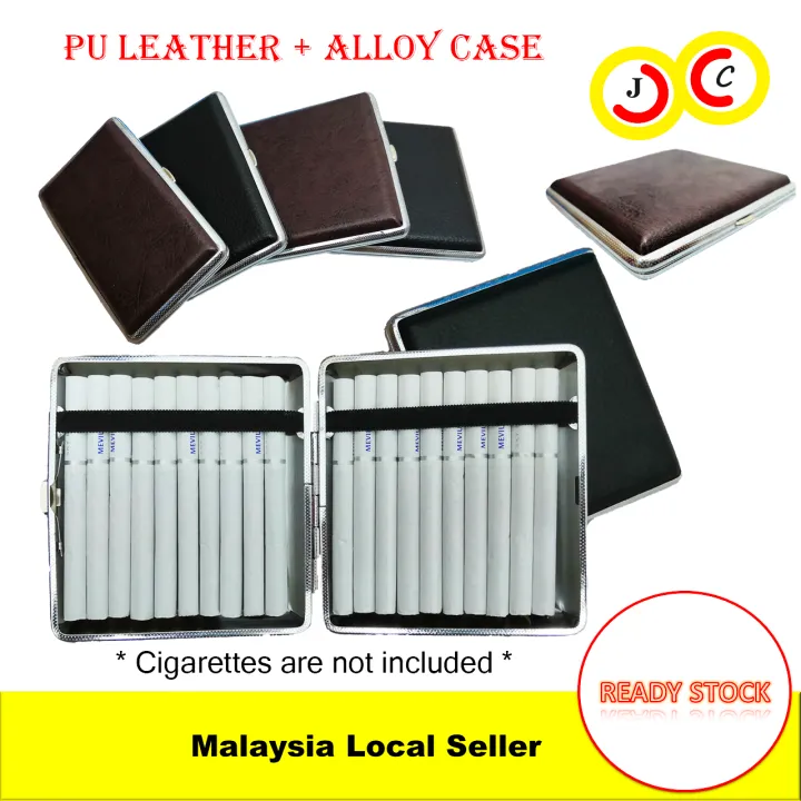 Cigarett Case 12/20pcs Pack Pocket Cigarett Box PU Leather + Alloy Case ...