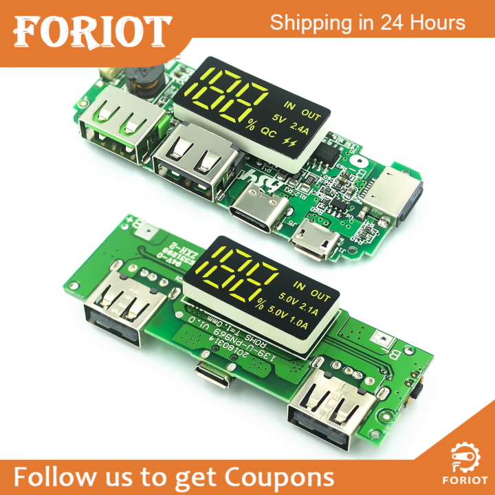 Foriot Sạc Dự Phòng Di Động USB Micro/Type-C LED Kép 5V 2.4A Mô-đun Sạc ...