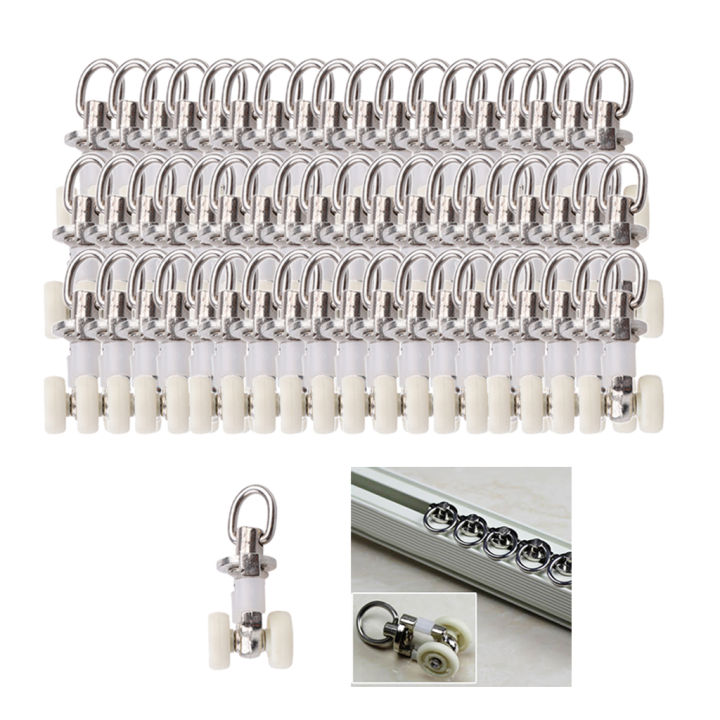 Baoblaze 20/30/40/60Pieces Alloy Curtain Track Glider Rail Slide Wheels ...