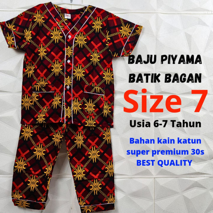 Piyama Batik Bagan Size No 7 Umur 6-7 Tahun LD=79CM Bagan siapiapi anak ...