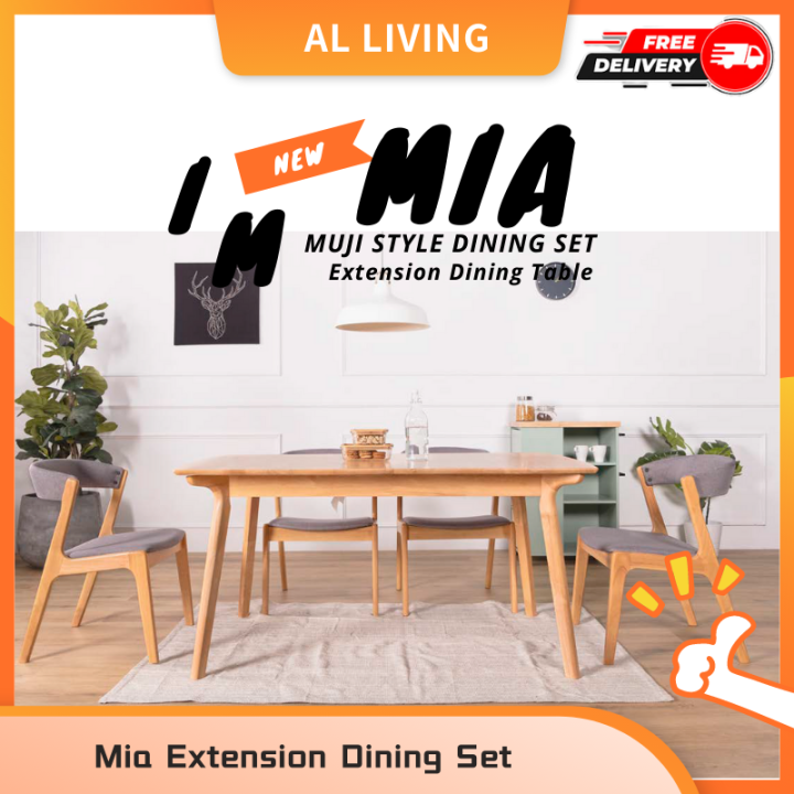 MUJI STYLE MIA EXTENDABLE DINING SET / MIA EXT.DINING TABLE/ HARRY ...