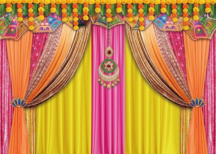Indian Traditional Photography Background Diwali Pooja Colorful Curtain ...