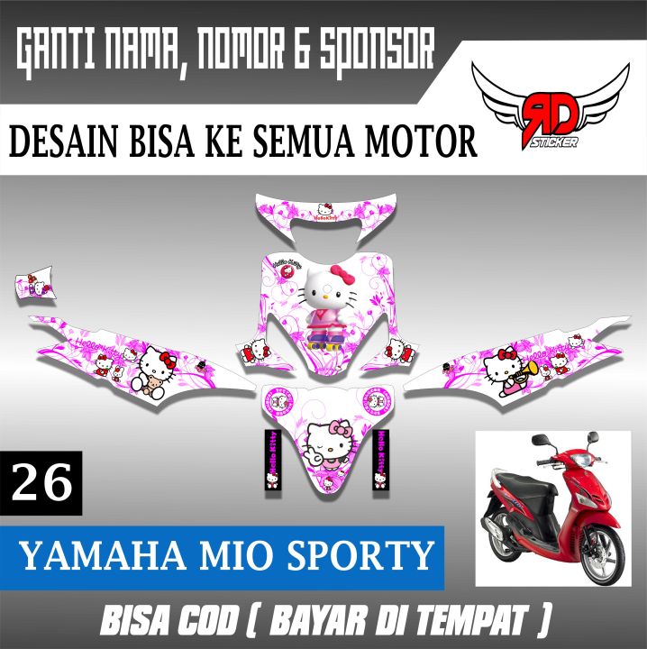 26 STRIPING DECAL YAMAHA MIO SPORTY LAMA HELLO KITTY STICKER DECAL FULL ...
