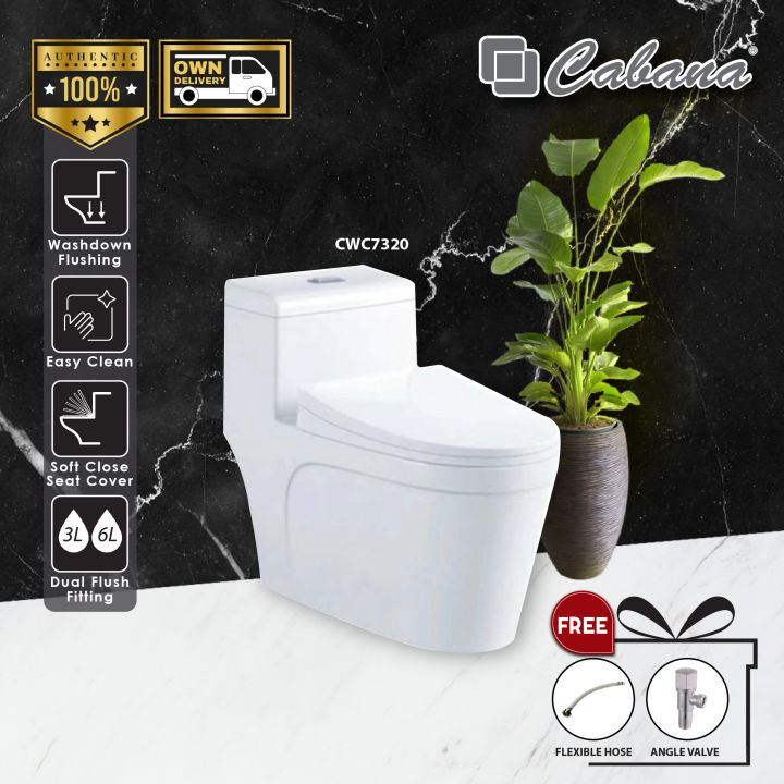CABANA CWC7320 One Piece Wash Down Water Closet S Trap 10 Inch 250mm ...