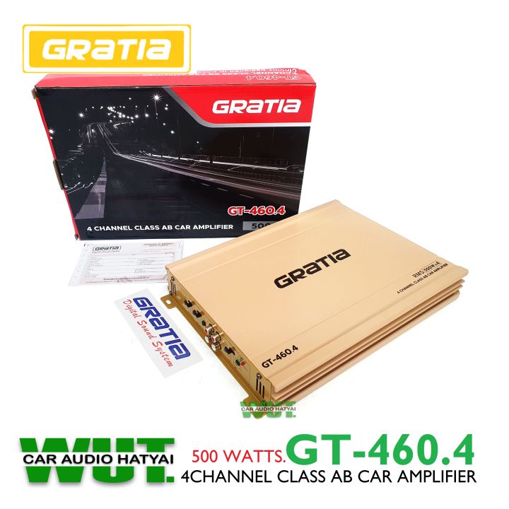 GRATIA เพาเวอร์แอมป์ 4CH Class AB ขับลำโพงเสียงกลางแหลมลำโพง กำลังขับ 500วัตต์/Watts. GRATIA ...