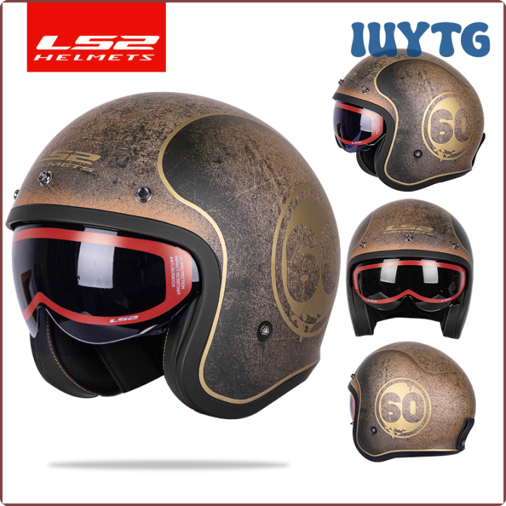 IUYTG LS2 Classic Open Face 3/4 Moto Helmet Men Women Retro Motorcycle ...
