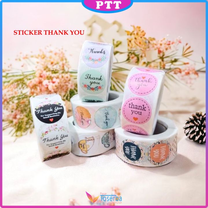 Sticker Thank You Roll Isi 500Pcs Self Adhesive Seal Label Roll 2Cm ...