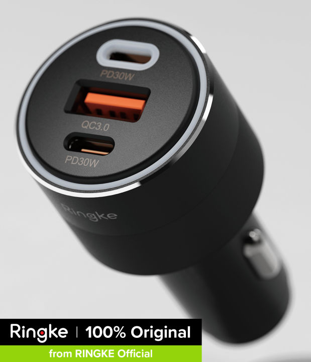 Ringke 3-Port Car Fast Charger 84W Fast Charger for 3 Devices | Lazada
