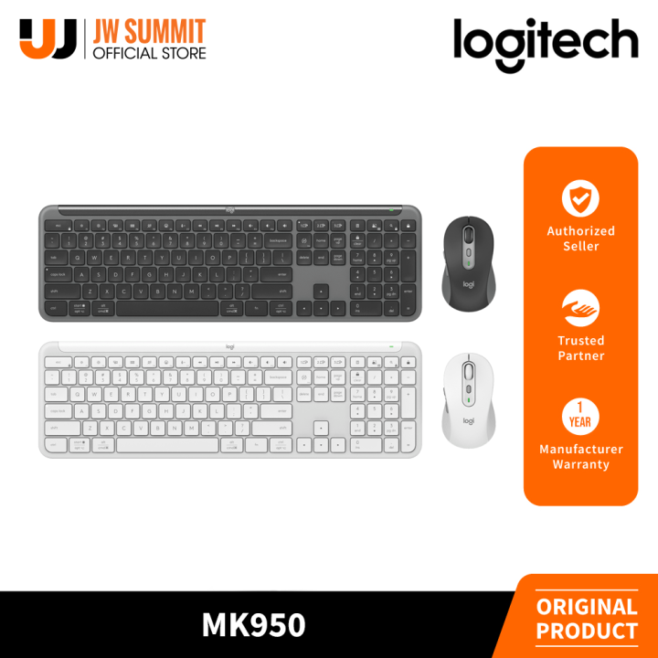 Logitech MK950 Graphite/Off-white 4000 DPI Signature Slim Wireless ...