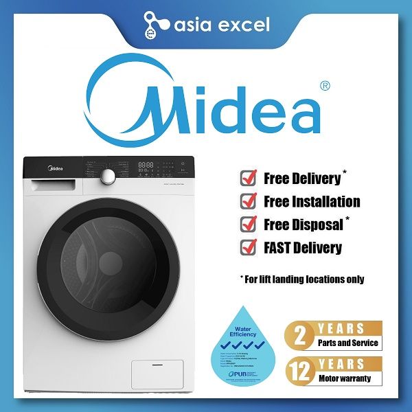 MIDEA MFK968W 9KG KNIGHT INVERTER FRONT LOAD WASHING MACHINE | Lazada PH