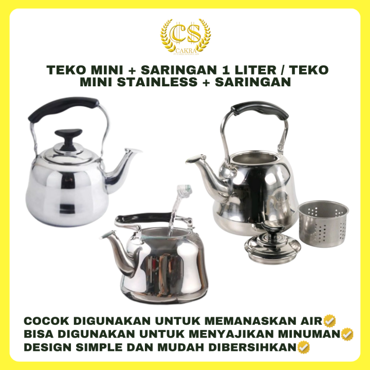 TEKO MINI + SARINGAN 1 LITER / TEKO MINI STAINLESS + SARINGAN | Lazada ...