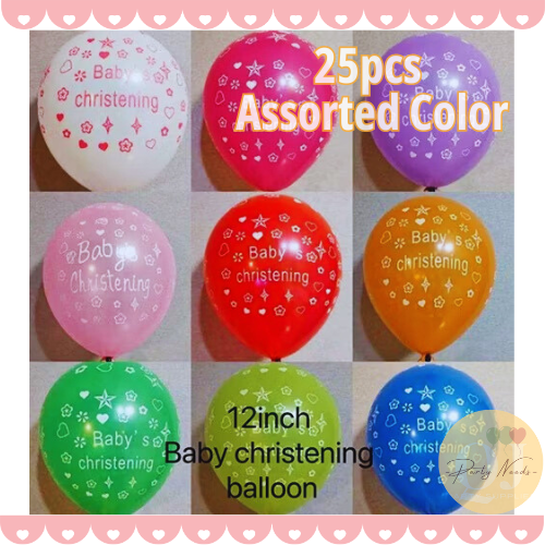 25pcs 100pcs Christening Printed Balloons Party Decorations 12inches