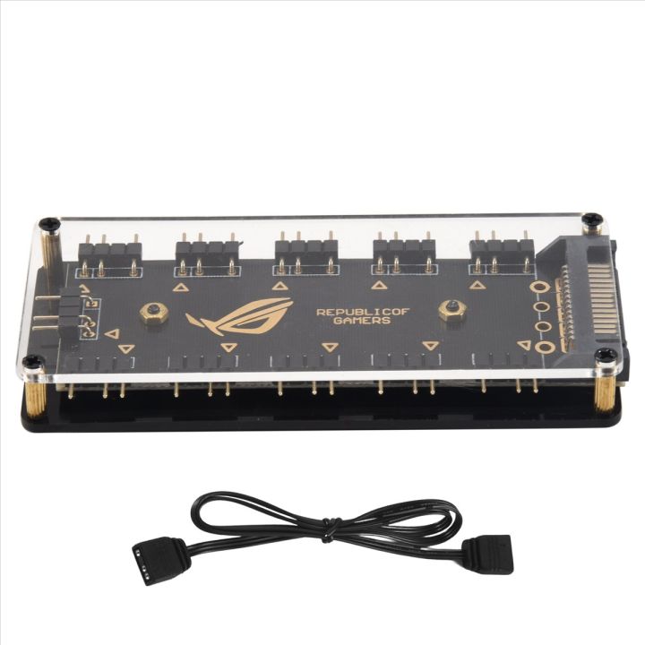 5V 3Pin RGB LED Splitter 10-Port Hub with 50CM 3Pin Extension Cord ...