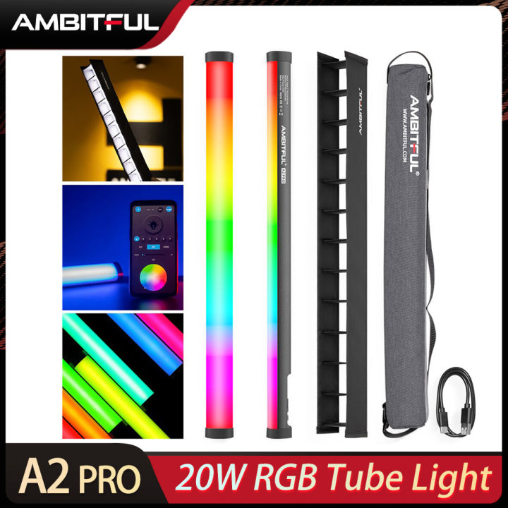 AMBITFUL A2 PRO 20W RGB Tube Light 2500K-8500K Full Color LED Video Stick Light with Built-in ...