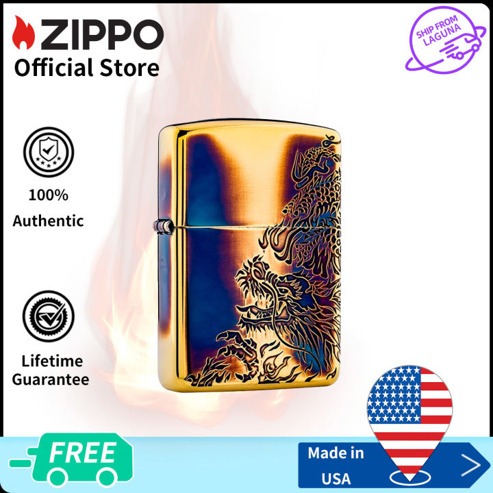 Zippo Chinese Dragon Design Brass Pocket Lighter ZBT-3-17b（ Lighter Without Fuel Inside ...