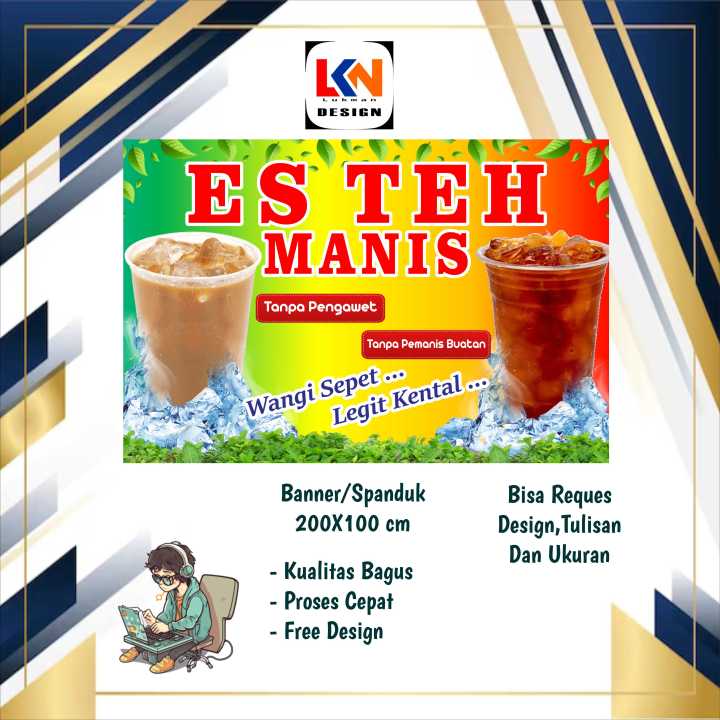 spanduk banner es teh manis model B | Lazada Indonesia