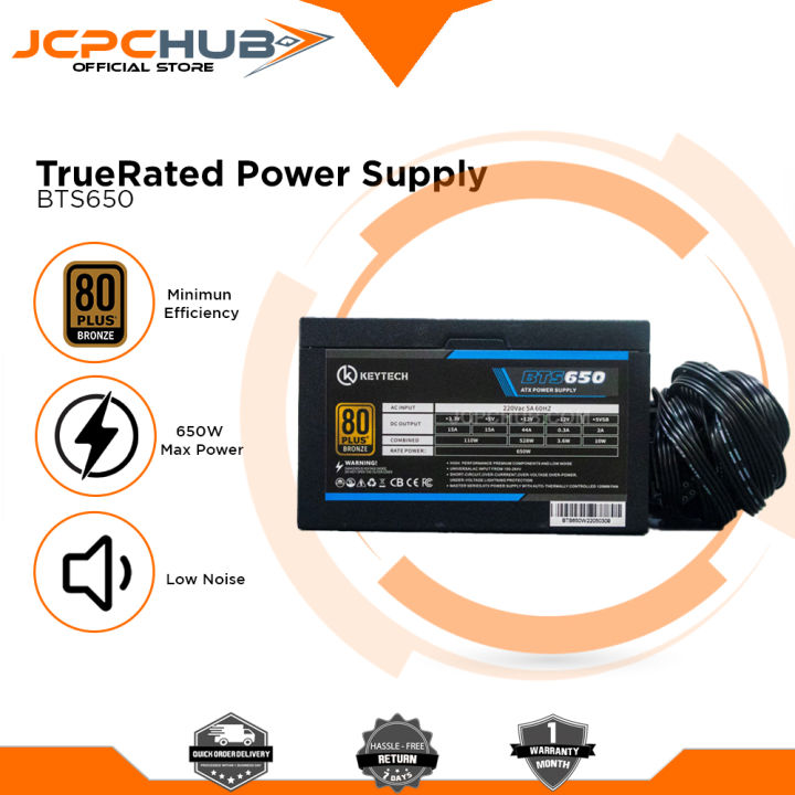 Keytech TrueRated Power Supply 80 Plus Bronze BTS650 650W PSU Power ...