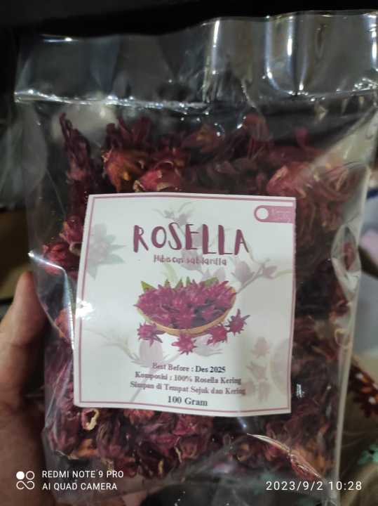 TEH BUNGA ROSELLA 100gram MERAH KERING | ROSELLA 100gram 100% ORIGINAL ...