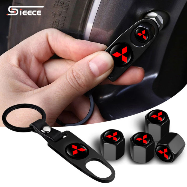 Sieece Car Tire Valve Cap With One Wrench Keychain Stem Cap Auto Alloy ...