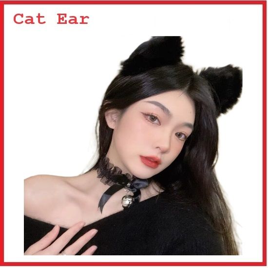 Female Sexy Black White Cat Ears headbands + bells / Hair Accessories ...