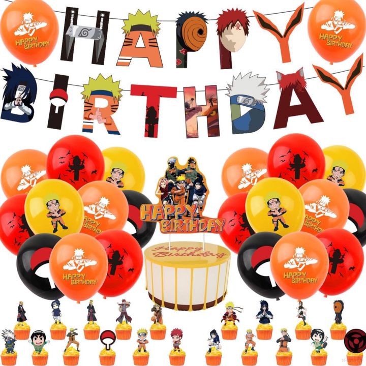 New Anime Naruto Theme Happy Birthday Party Decor Card Cake Topper ...