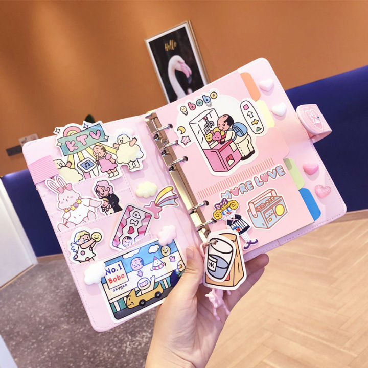Diary Book PU Leather Cover Korea Pink Girl heart Pocket Travel Notes ...