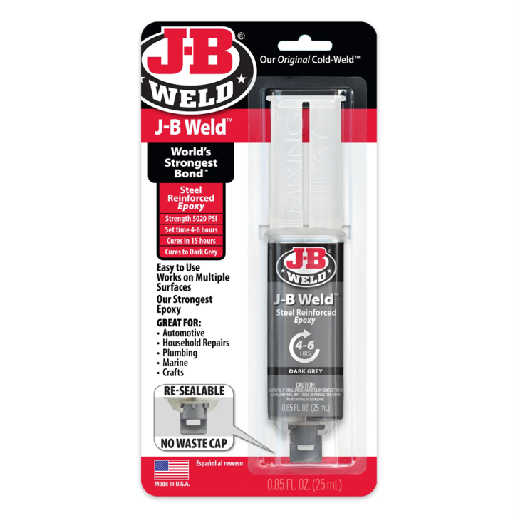 JB Weld 50165 Cold-Weld Steel Reinforced Epoxy Adhesives Syringe - 25ml ...