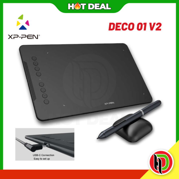 Hotdeal (Local Warranty) XP-Pen Deco 01 V2 Digital Graphics Drawing Pen Tablet (10 x 6.25 , 8192 ...