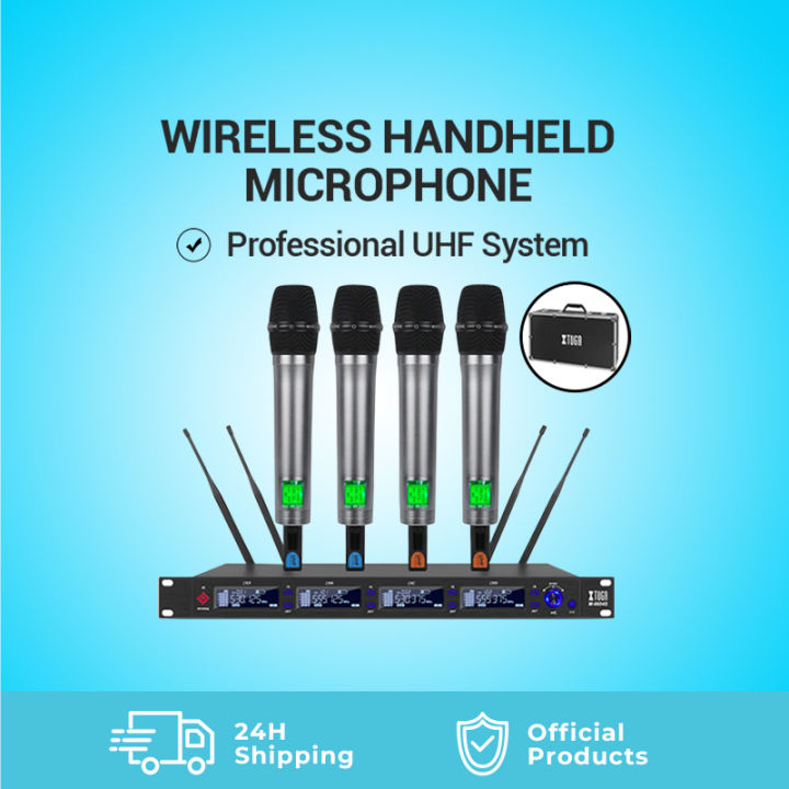 Wireless Microphone Professional 4 Channel UHF System, SKM4000 Upgraded ...