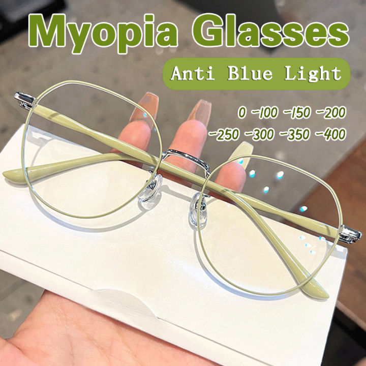 [-400 to -50] 7 Colors Myopia Glasses Women Girls Student Anti-Blue ...