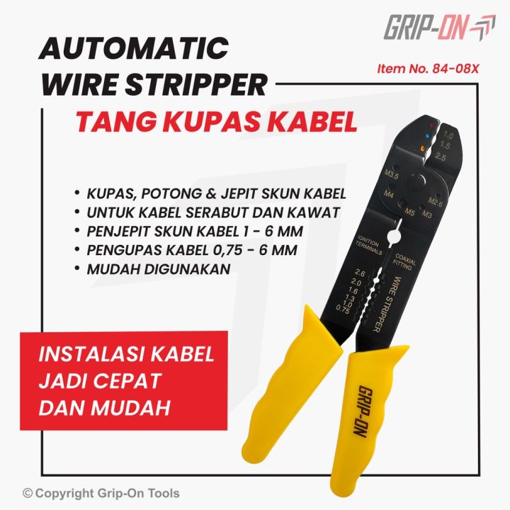Grip-On Automatic Wire Stripper Tang Kupas Potong Jepit Skun Kabel ...