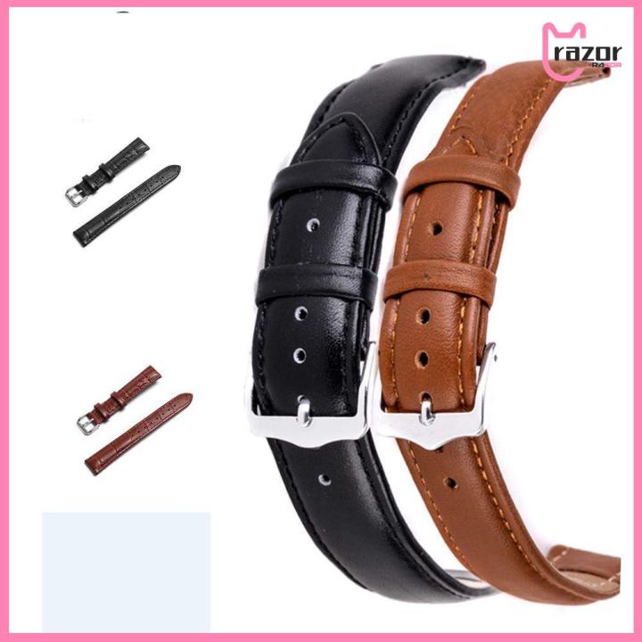 RAZOR 16mm 20mm 22mm Universal Genuine Leather Soft Steel Buckle Watch ...