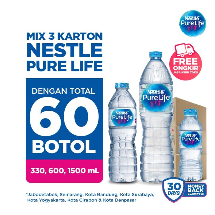 Nestle Pure Life 3 Karton - 330, 600, 1500ml / Pure Life / Air Mineral / Air Mineral Botol ...