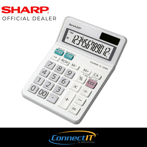 Sharp EL-320W 12 Digits Desktop Calculator with Adjustable Tilt Display ...